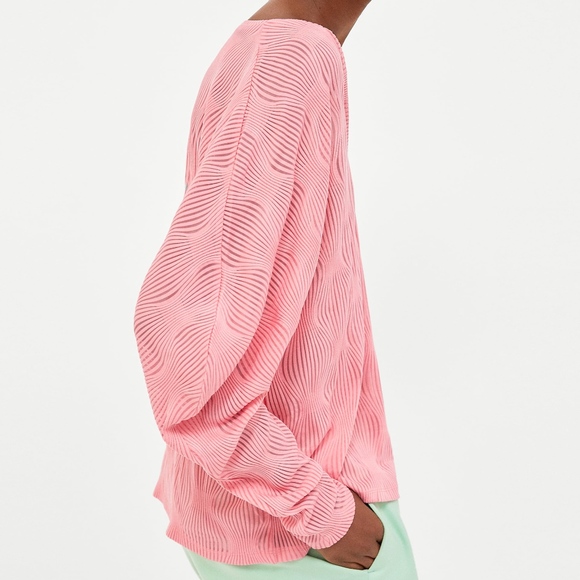 Zara | Tops | Zara Pink 6s Vibe Long Sleeve Textured Tshirt | Poshmark